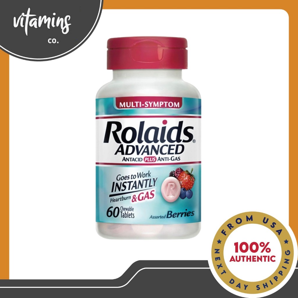 Rolaids Antacid + Anti-Gas for Heartburn and Gas Relief (60 Chewables ...