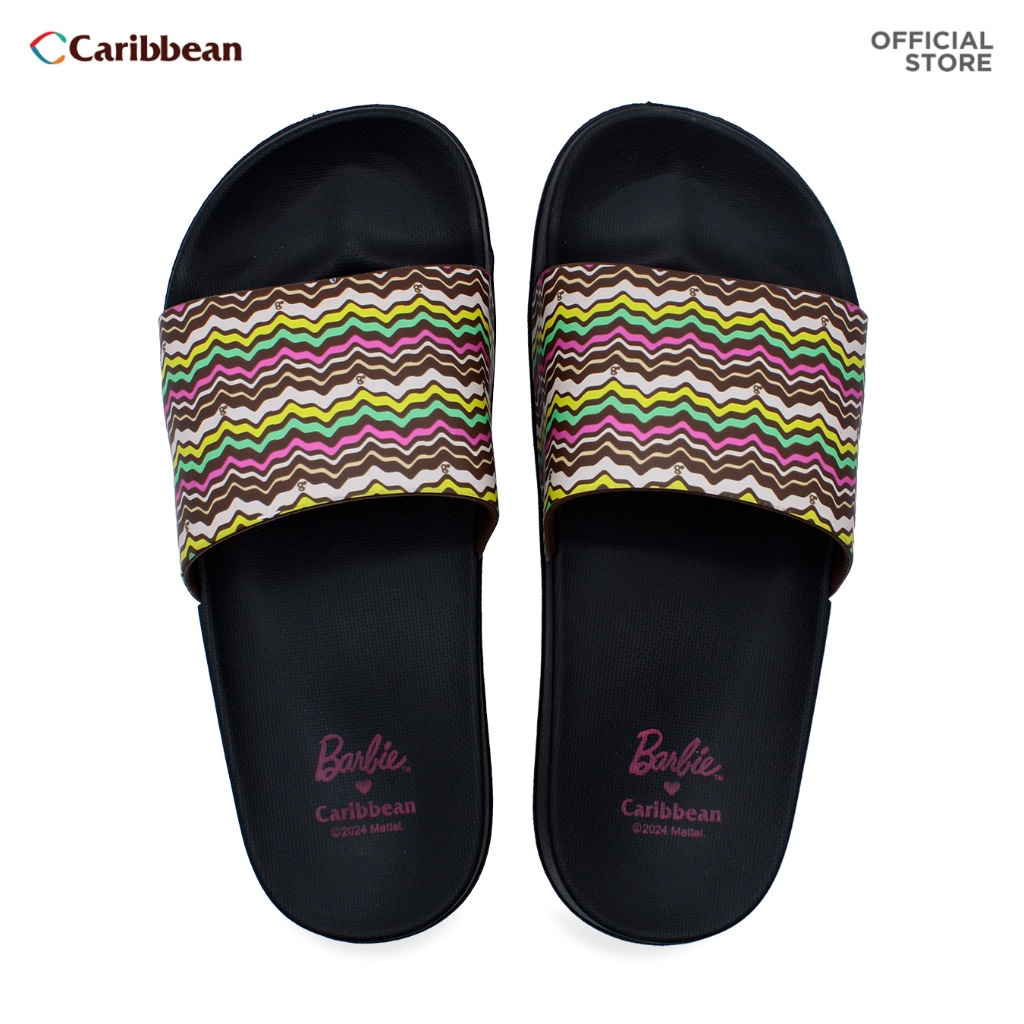 Caribbean 🩷 Barbie Ladies Slides: BSL11 Pattern Black Logo | Shopee Philippines
