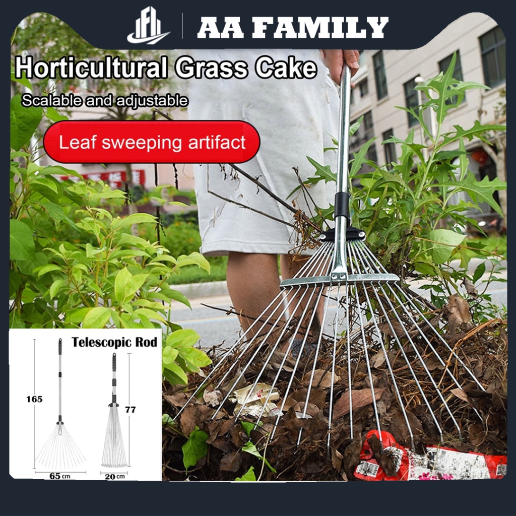 Telescopic Rake Garden Leaf Rake Cleaning Leaves Rake Expandable Handle ...