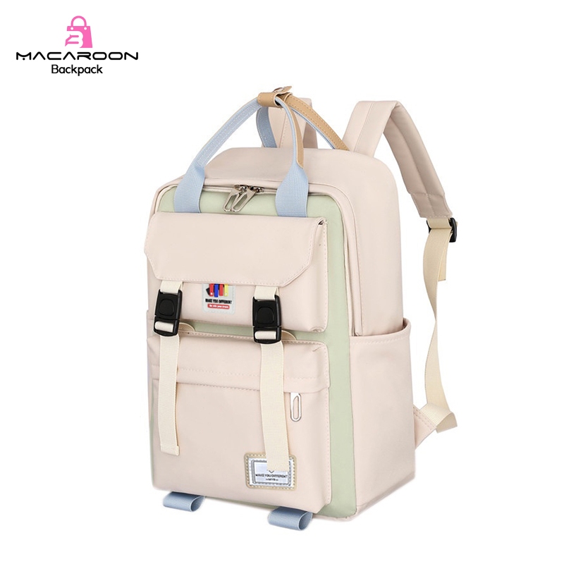 Macaroon Backpack Women Doughnut Style Large Capacity School Bag Korean Waterproof Travel ...