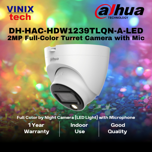 Dahua 2MP Full-Color Turret Camera with Mic DH-HAC-HDW1239TLQN-A-LED ...