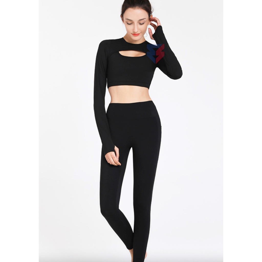 MERAKI SPORTS cutout shrug set fitness wear yoga exercise cycling Dri ...