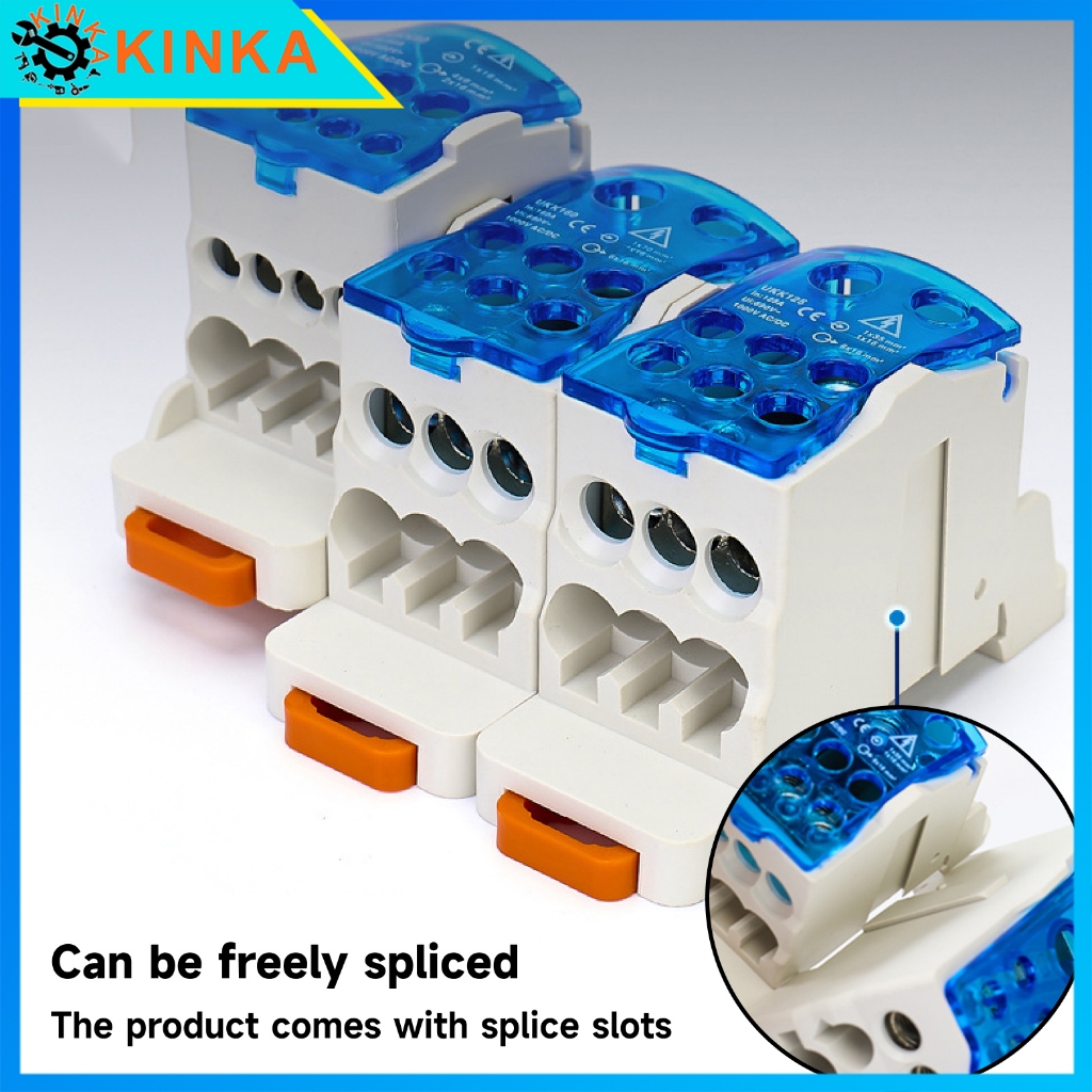 Terminal Block 1 in many Out Din Rail distribution Box Electric Wire Connector Universal80/160A ...