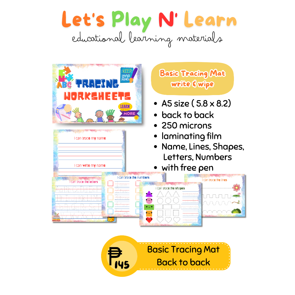 Personalized mini tracing worksheets, laminated write and wipe ...