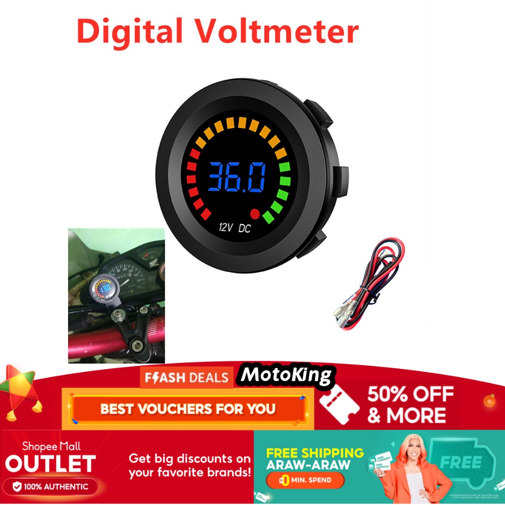12 V Motorcycle Car LED Digital Display Voltmeter | Shopee Philippines