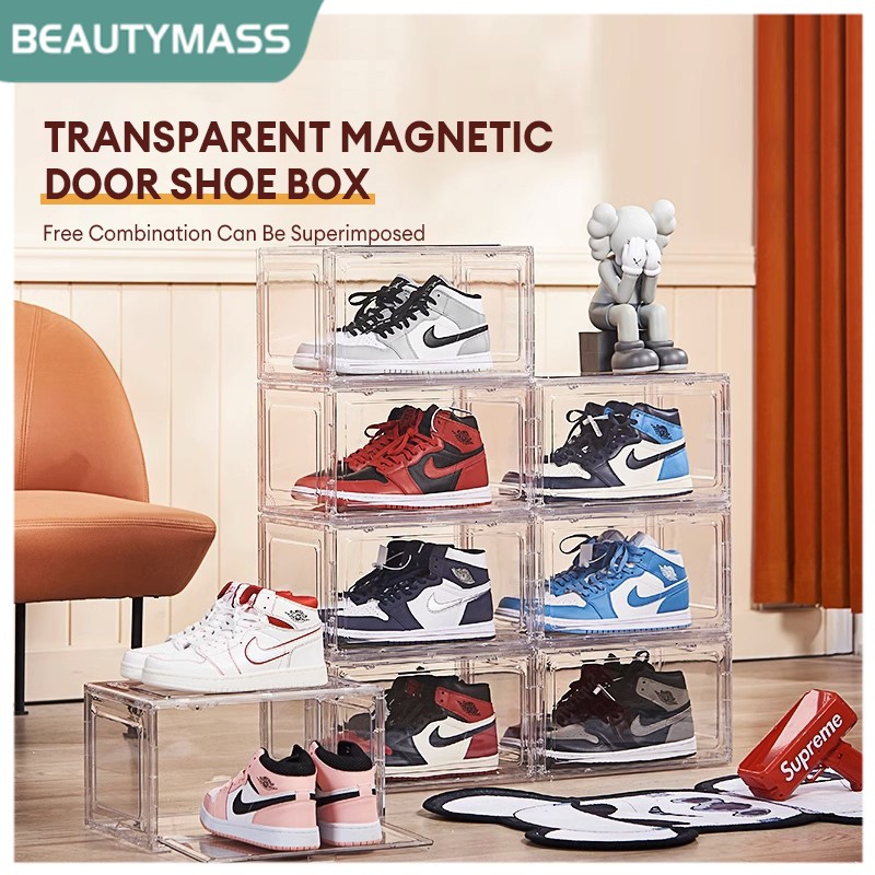 Acrylic Shoe Box Transparent Magnetic Front Drop Shoe Box Acrylic ...
