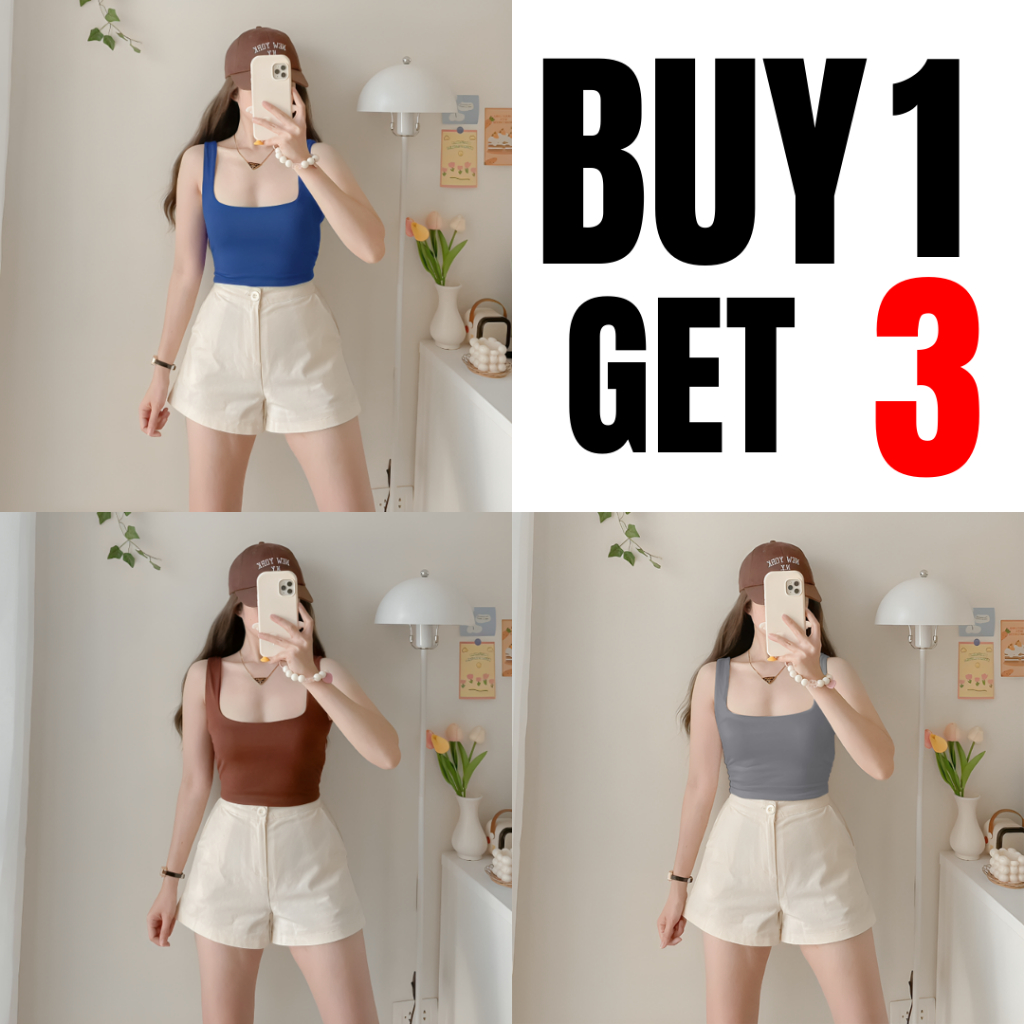 SS Arya BUY 1 GET 3 Double Lining Front Seamless Square Tank Top Full ...