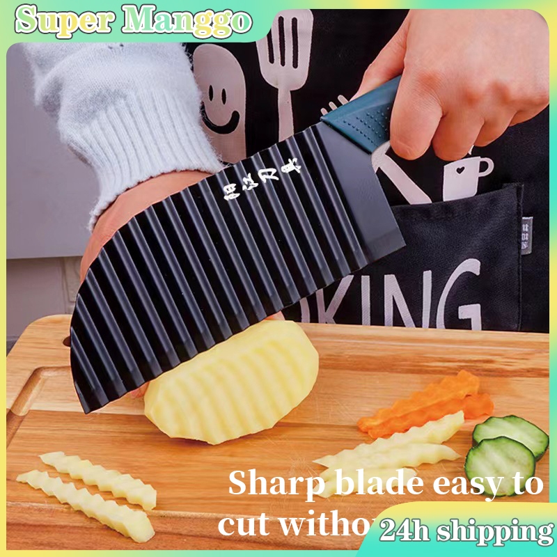 Japanese Knife Wavy Crinkle Cutter Chopper Vegetable Potato Slicer for ...