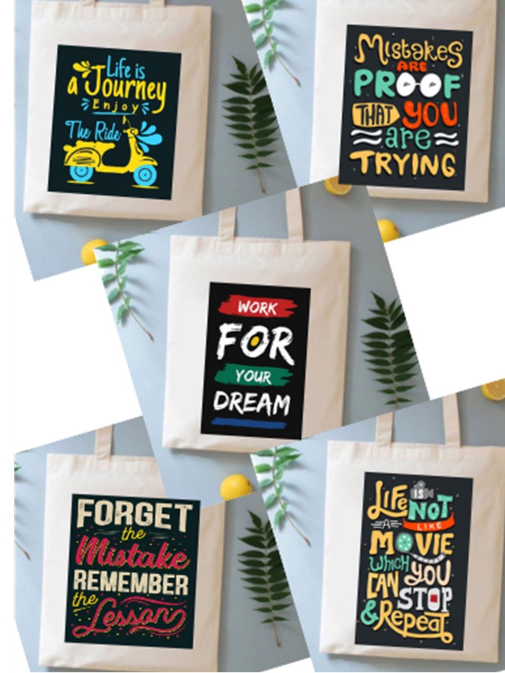 INSPIRATIONAL MOTIVATIONAL MESSAGE QUOTATION SUBLIMATION TOTE BAG KATSA ...