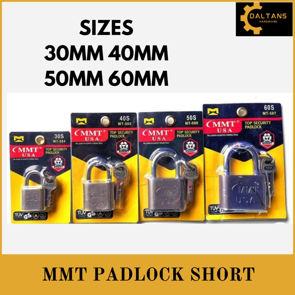 MMT PADLOCK SHORT AND LONG SHACKEL SIZES 30mm, 40mm, 50mm, 60mm ...