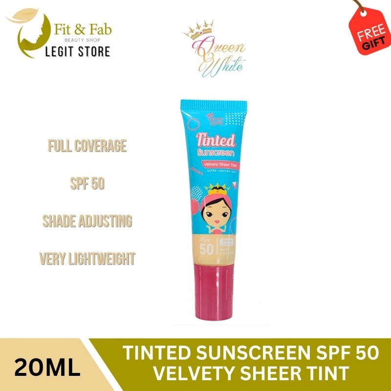 Queen White Tinted Sunscreen 20ml with SPF50 Shade Adjusting Ultra ...