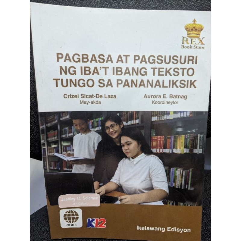 Pagbasa at Pagsusuri ng iba't ibang teksto tungo sa Pananaliksik (Used ...