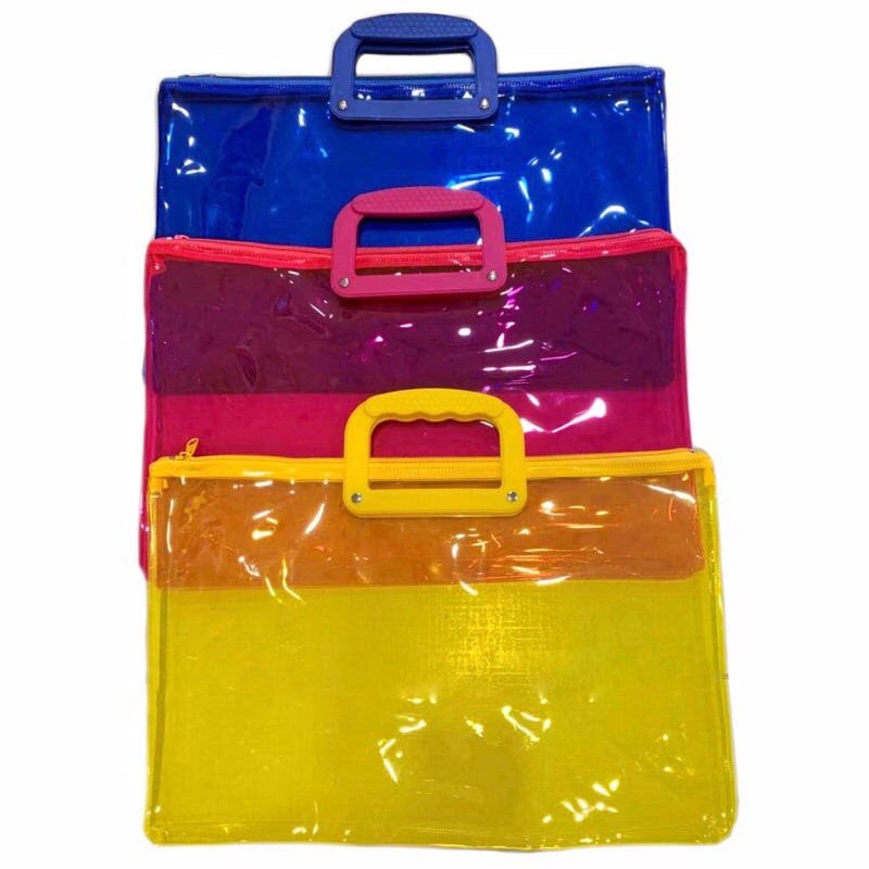 Long Zippered colored plastic Envelope with handle (random color ...