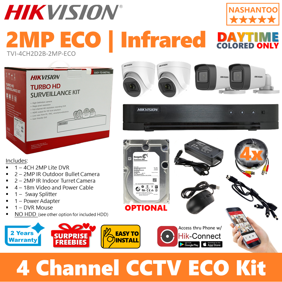 HIKVISION TVI-4CH2D2B-2MP-ECO 4Channel 2MP IR 4Cams CCTV Kit TVI-4CH2D2B-2MP-ECO | Shopee ...