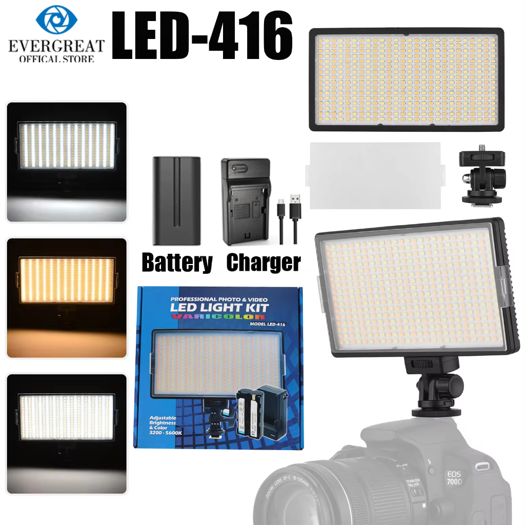 LED-416 Flat Panel Light LED Live Fill Light Outdoor DSLR Camera Light ...