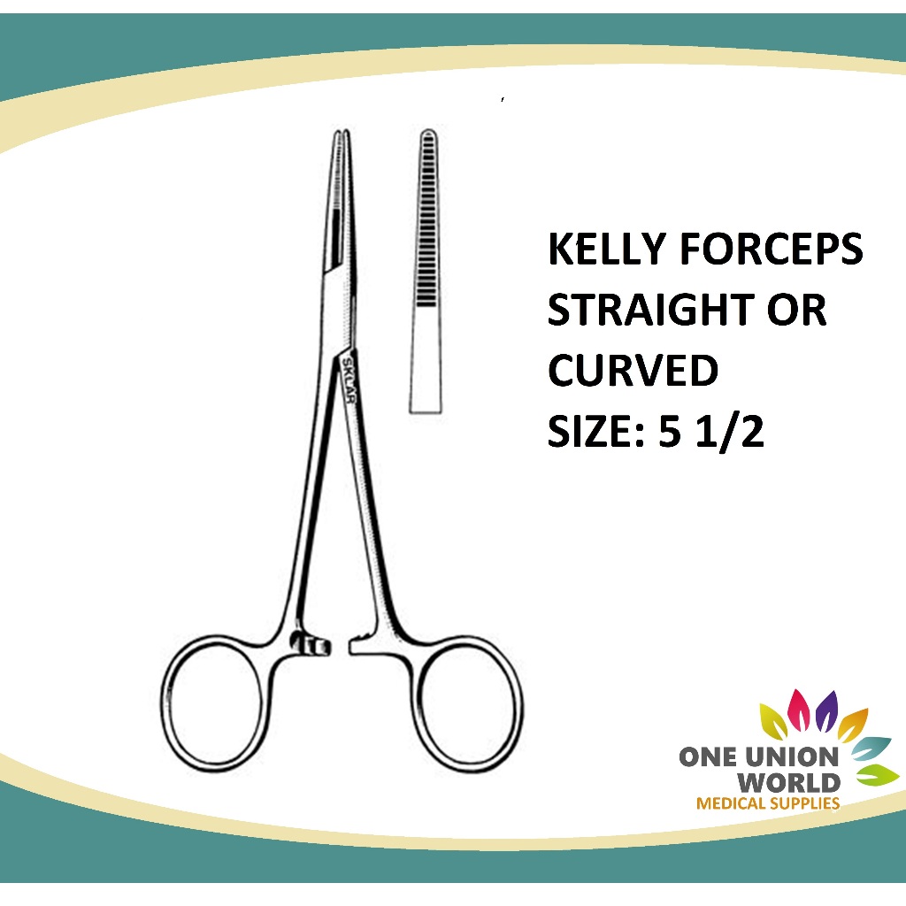 Kelly Forceps Straight or Kelly Forceps Curved Size 5 1/2" Secheron ...