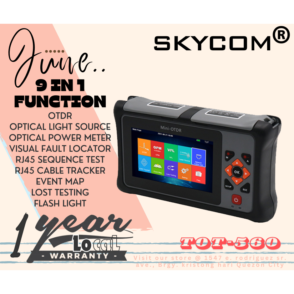 Skycom Mini Otdr 1310/1550Nm 26/24 80Km With Opm/Ols/Vfl/Event Map ...