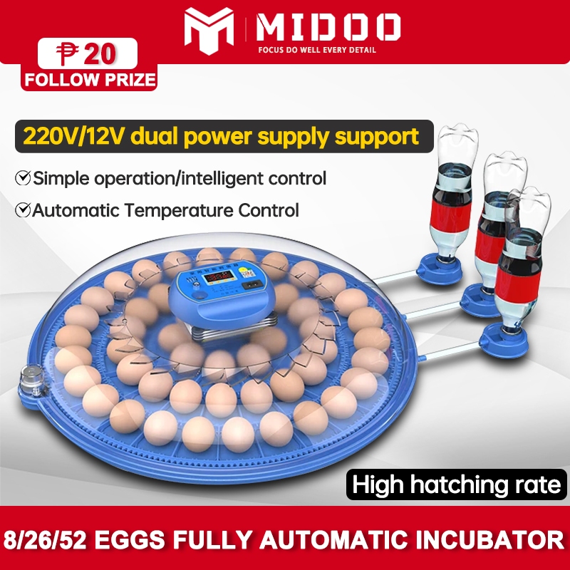 MIDOO 8/26/52 Eggs Incubator 220V/12V Automatic Constant Temperature ...
