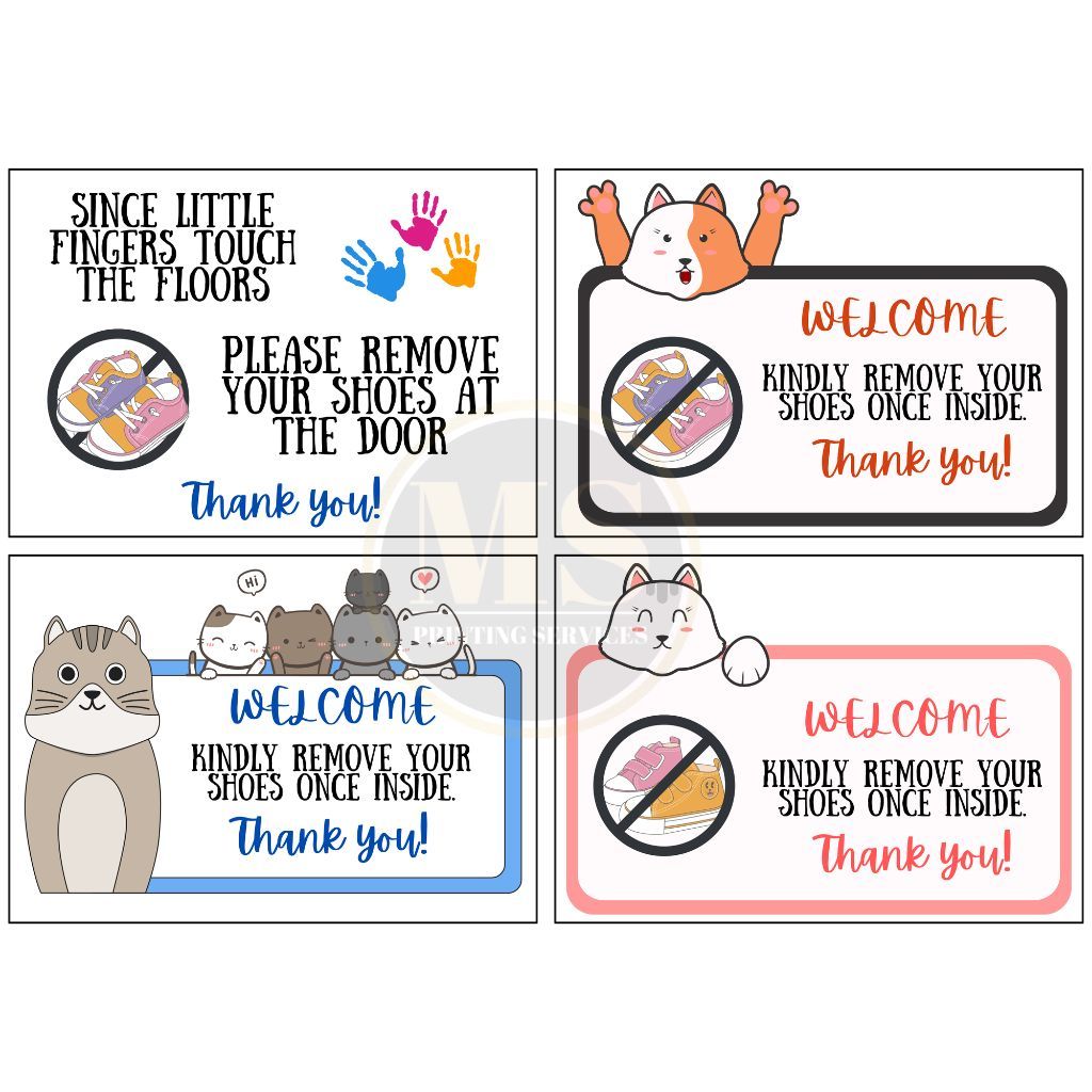 Remove Shoes Signage 2 (Laminated Signage and Waterproof Vinyl Sticker ...