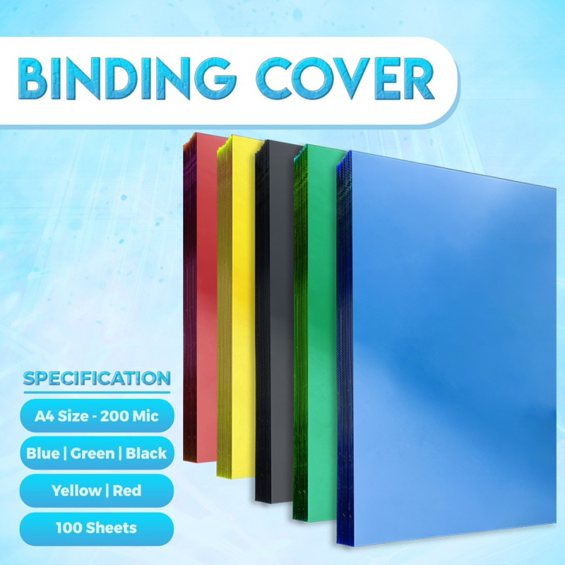 100pcs A4 Size PVC Binding Cover 200microns Colored Transparent Binding ...