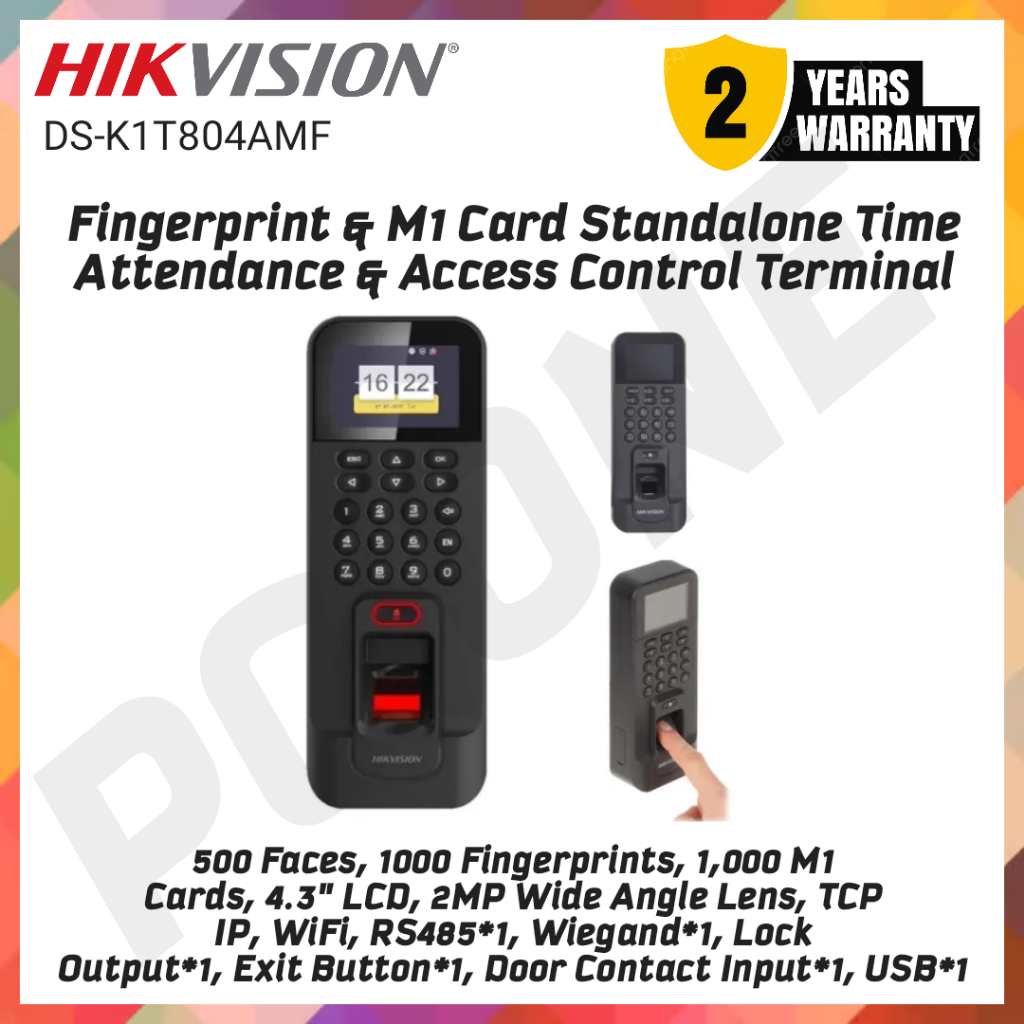 DS-K1T804AMF HIKVISION Fingerprint & M1 Card Standalone Time Attendance ...