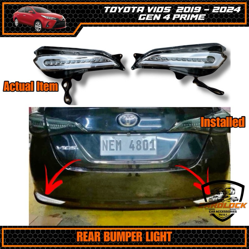 Toyota Vios 2019 - 2025 Rear Bumper Reflector with Light | Shopee ...