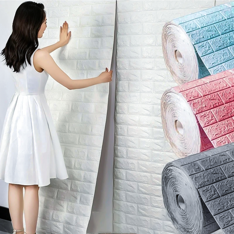 70x77CM 3D Foam Bricks Wallpaper adhesive waterproof bricks wall ...