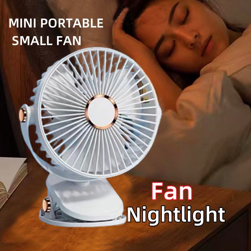 Clip Fan USB rechargeable fan with Light electric fan Power Saving ...