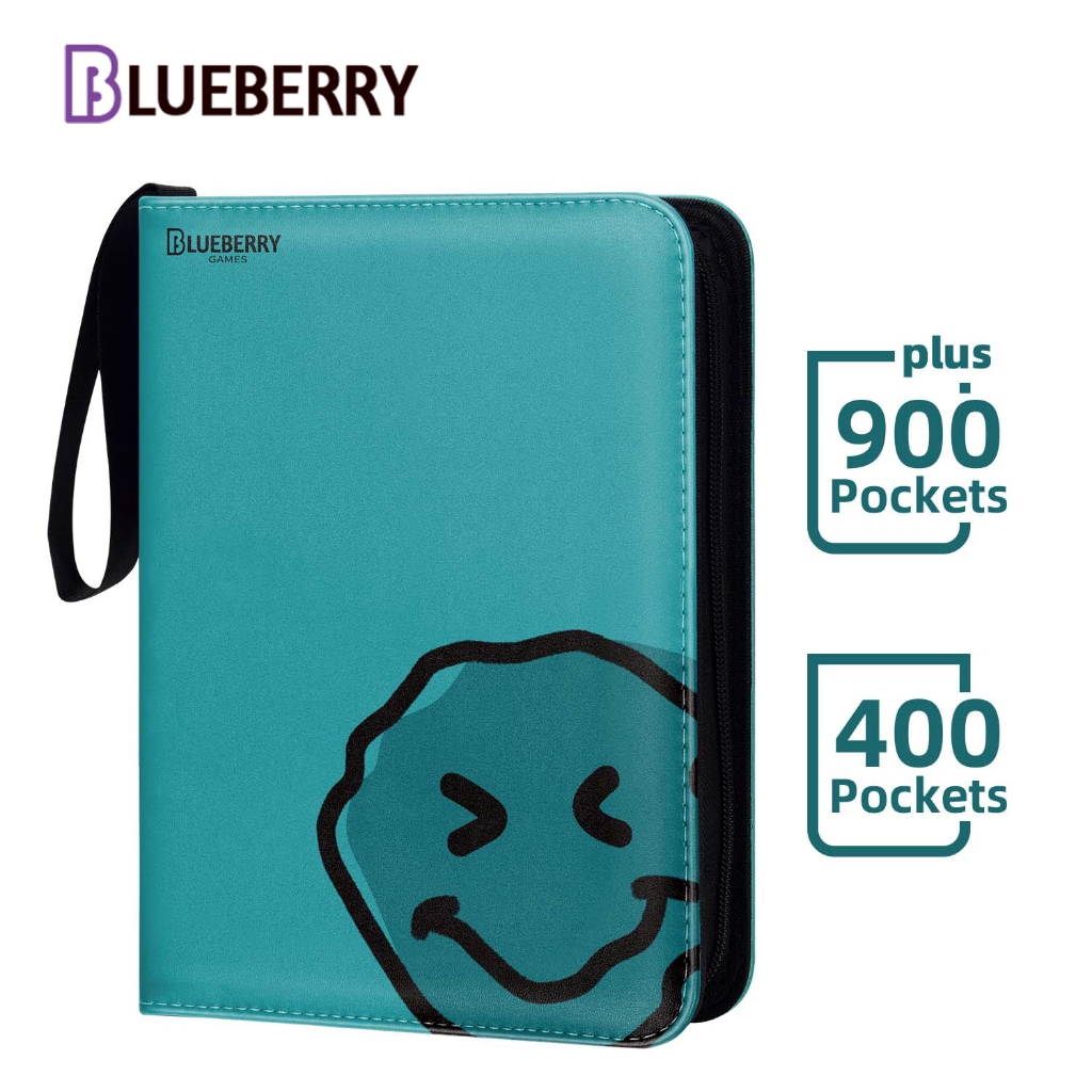 Blueberry Binder Album Turquoise Blue Leather Zipper 400/900 Pocket ...