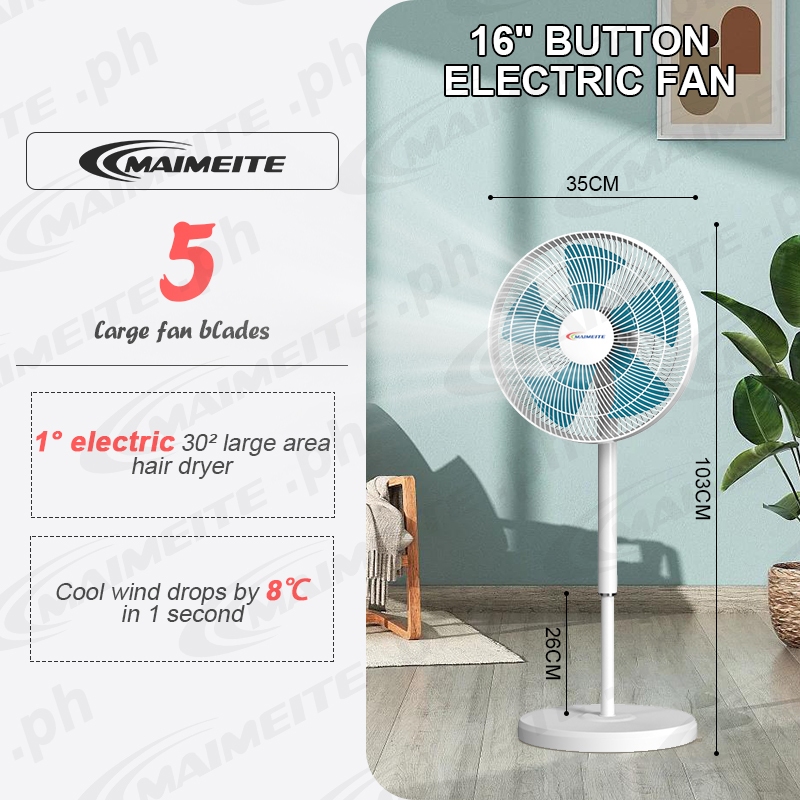 Maimeite 16 Inch Remote Control Floor Fan 5 Blade Strong Wind electric ...
