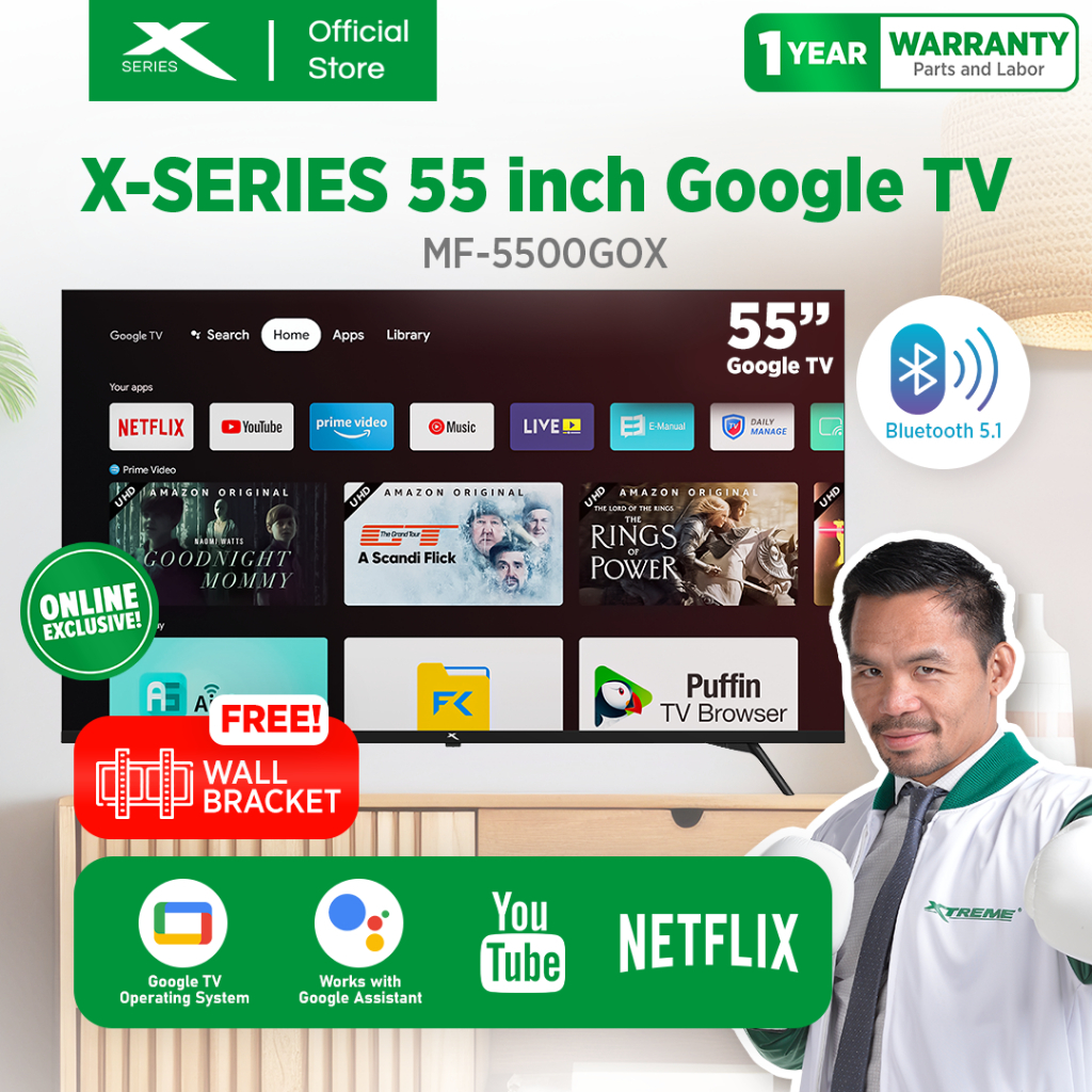 X-SERIES 55 inch Google TV Frameless WiFi Netflix YouTube Google Play w ...
