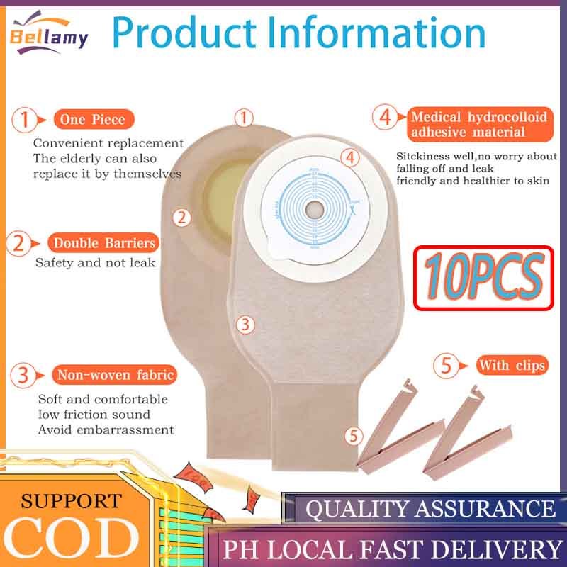10pcs Ostomy bags15-60mm Cut Size Beige Cover Drainable one-single ...