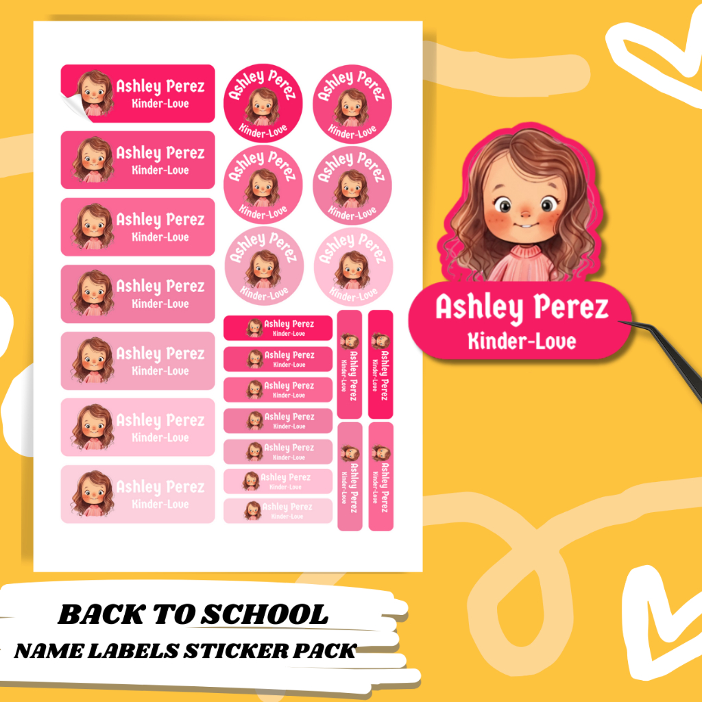 011 Personalized Kids Waterproof Name Label Sticker | Subject Pen ...