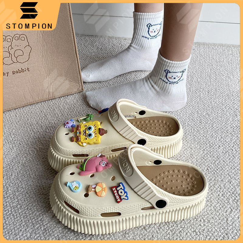 STOMPION Rubber Sandals For Women Clogs Korean Beach Slippers For Women ...