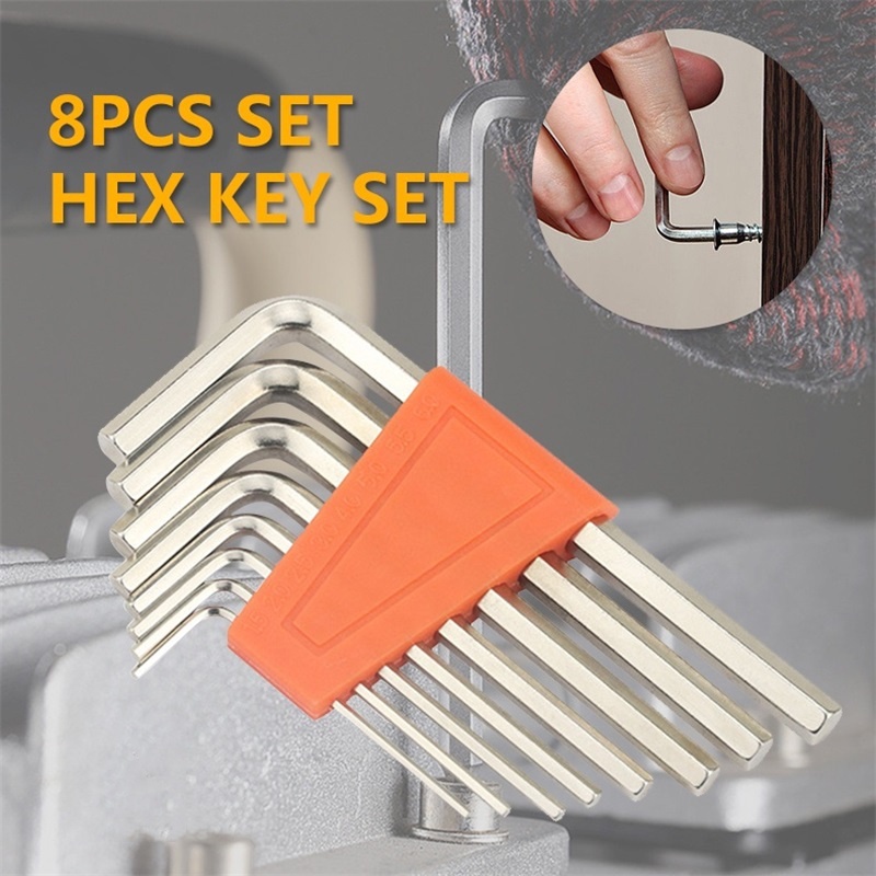 Manual Hardware tools Flat head Allen key 8-piece set L-shaped long and ...
