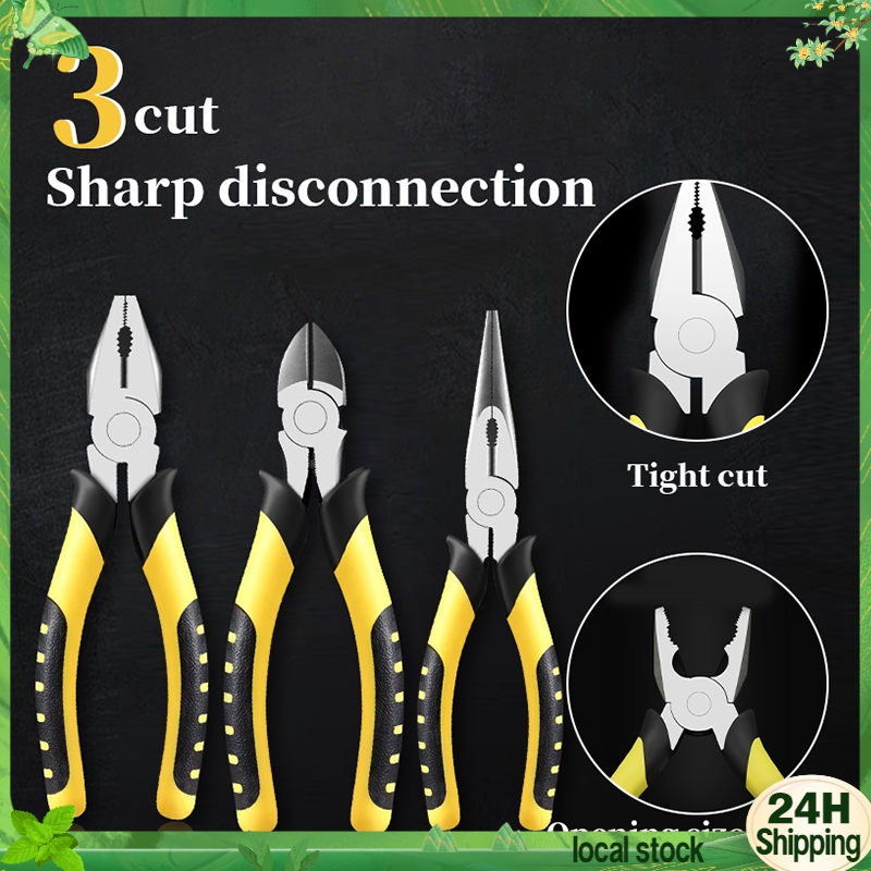 3Pcs Pliers Heavy Duty Tools Universal Standard Long Nose Cutter Plier ...