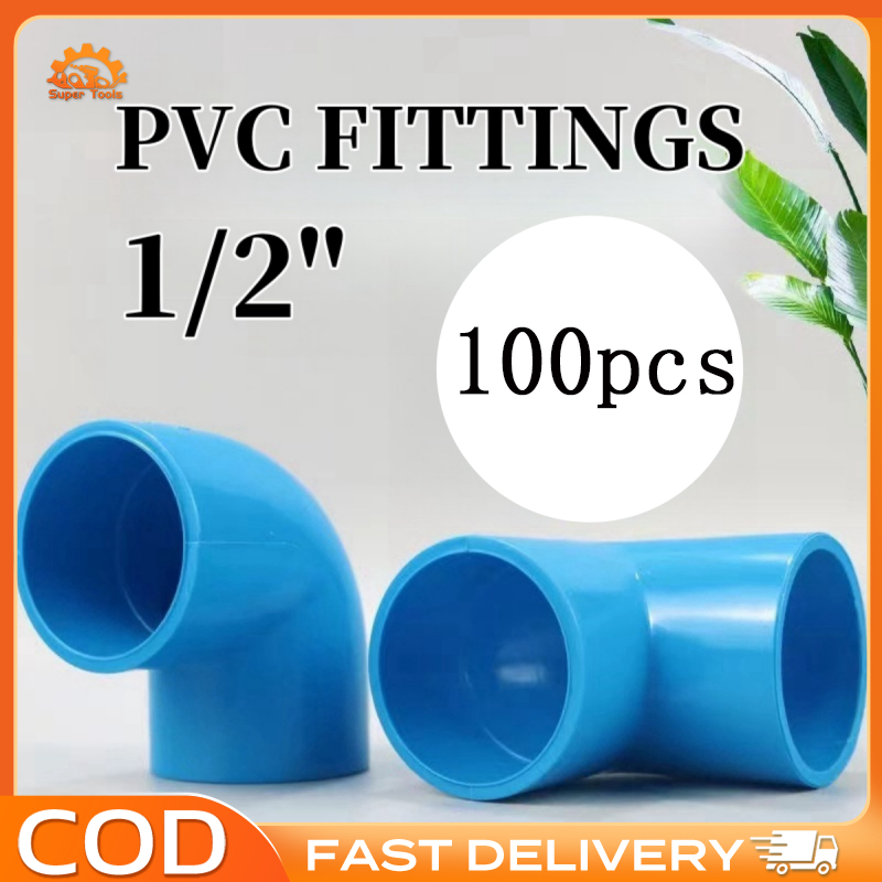 100pcs 1/2" Pvc Fittings /Pvc Blue Elbow/20mm Pvc Fittings | Shopee ...