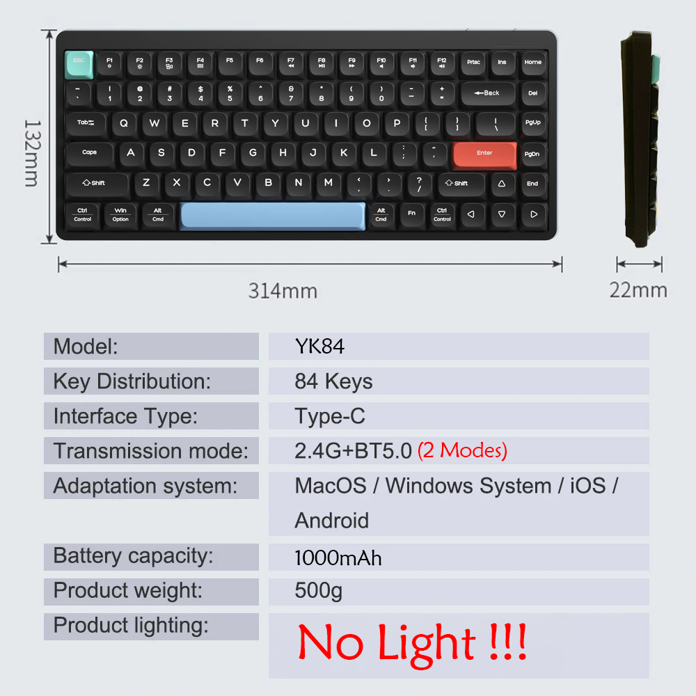 FEKER YK75 Low Profile Mechanical Keyboard Hot Swappable Bluetooth ...