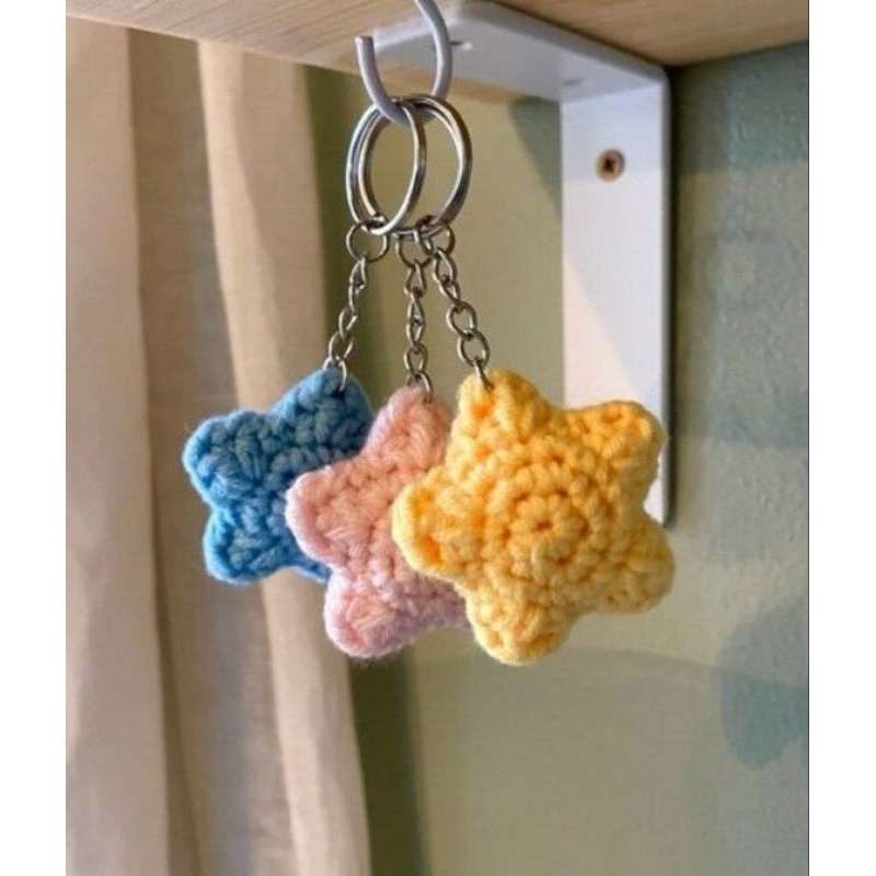 Mini star keychain crochet Size may vary depends on the thickness and ...