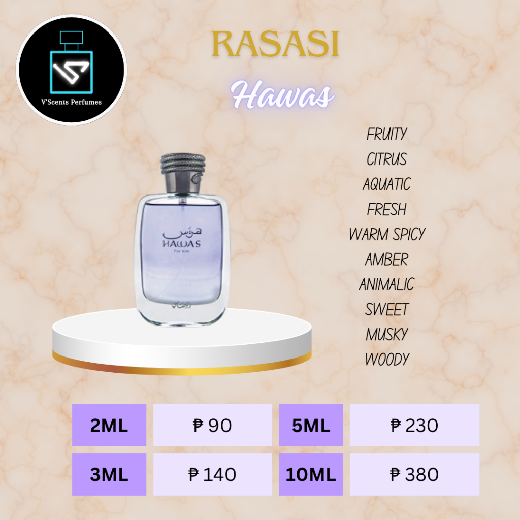 [ Rasasi ] Hawas For Him Eau De Parfum Decant (Invictus Aqua Dupe ...