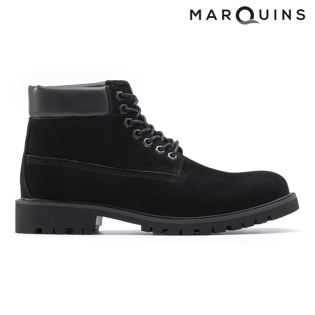 Marquins Genuine Leather Derby Boots for Men - LEGEND Black Nubuck ...