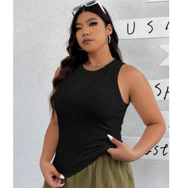 Plus size sando tank top knitted fabric fits L-3XL | Shopee Philippines