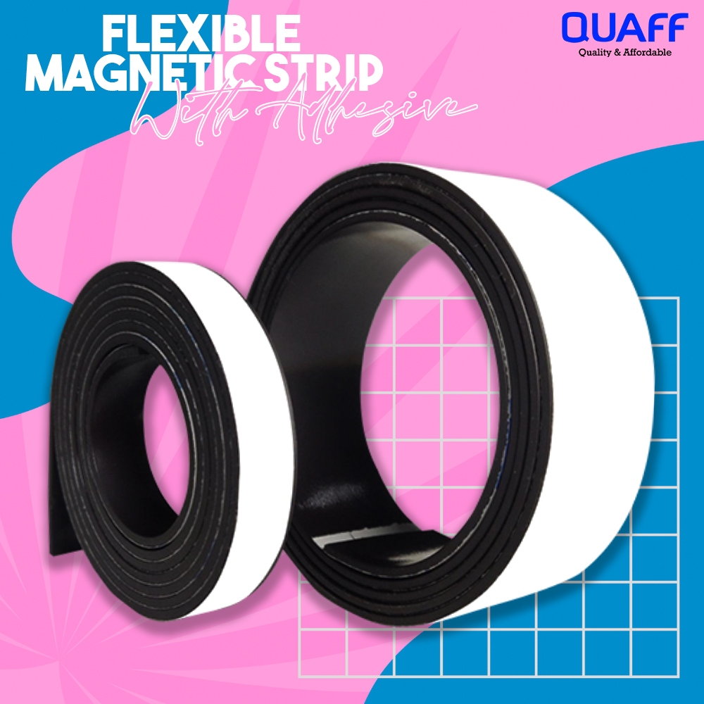 QUAFF Magnetic Strip with Adhesive 1m/Roll Flexible Magnetic Rubber ...