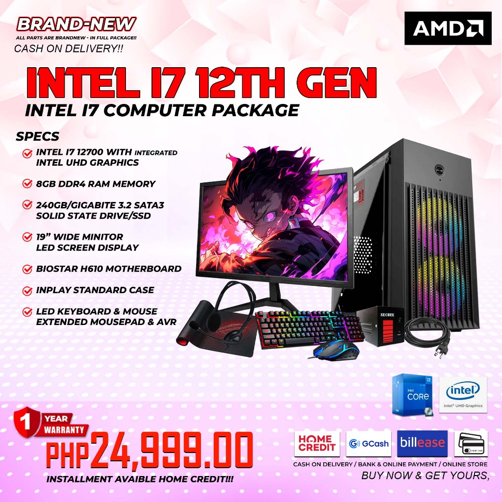 Brandnew Computer set intel i7 12th Generation 8gb ddr4 240gb SSD 19 ...
