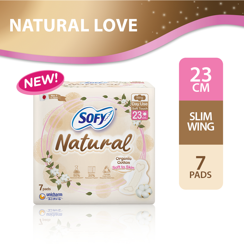 SOFY Natural Love Eco Friendly Sanitary Napkin with Wings 23cm - 7 pcs ...
