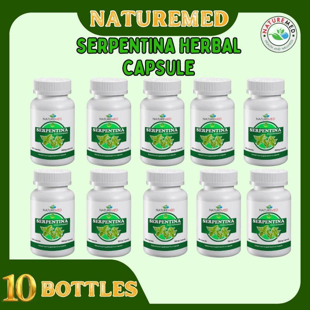 10 Bottles Naturemed Serpentina Capsule, 500mg ,100 Capsule(pain killer ...