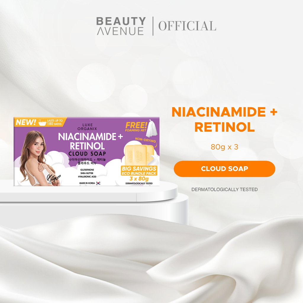 Luxe Organix Niacinamide + Retinol Cloud Soap 3 x 80g (Eco Bundle Pack ...