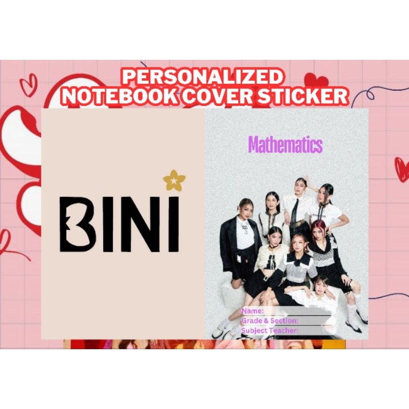 BINI Notebook cover sticker personalized | Shopee Philippines