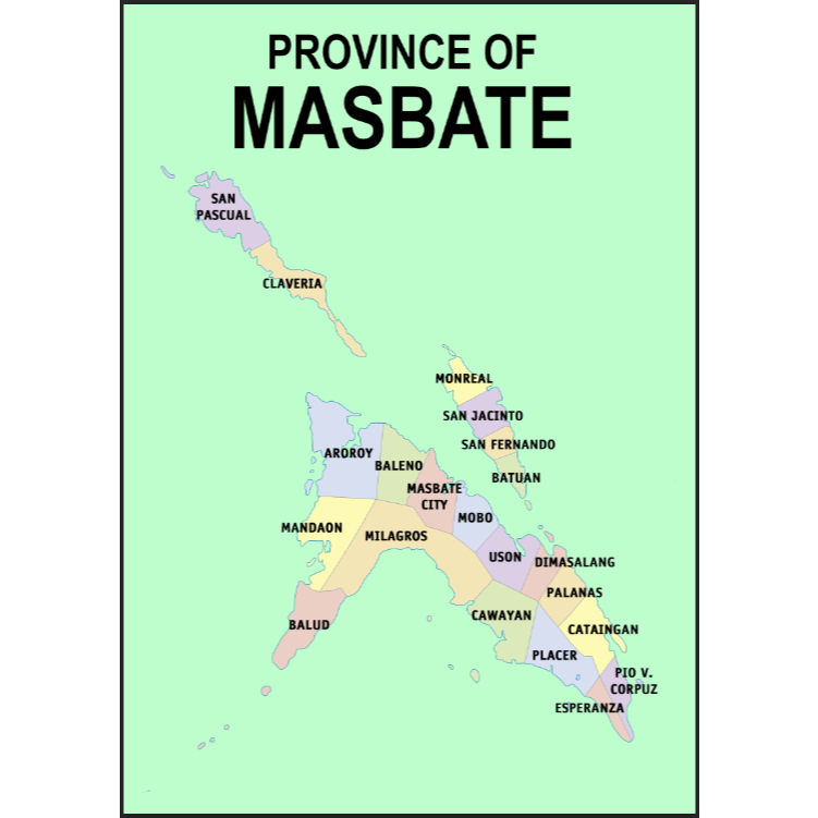 Masbate Province Map Waterproof A4 Laminated Chart | Shopee Philippines