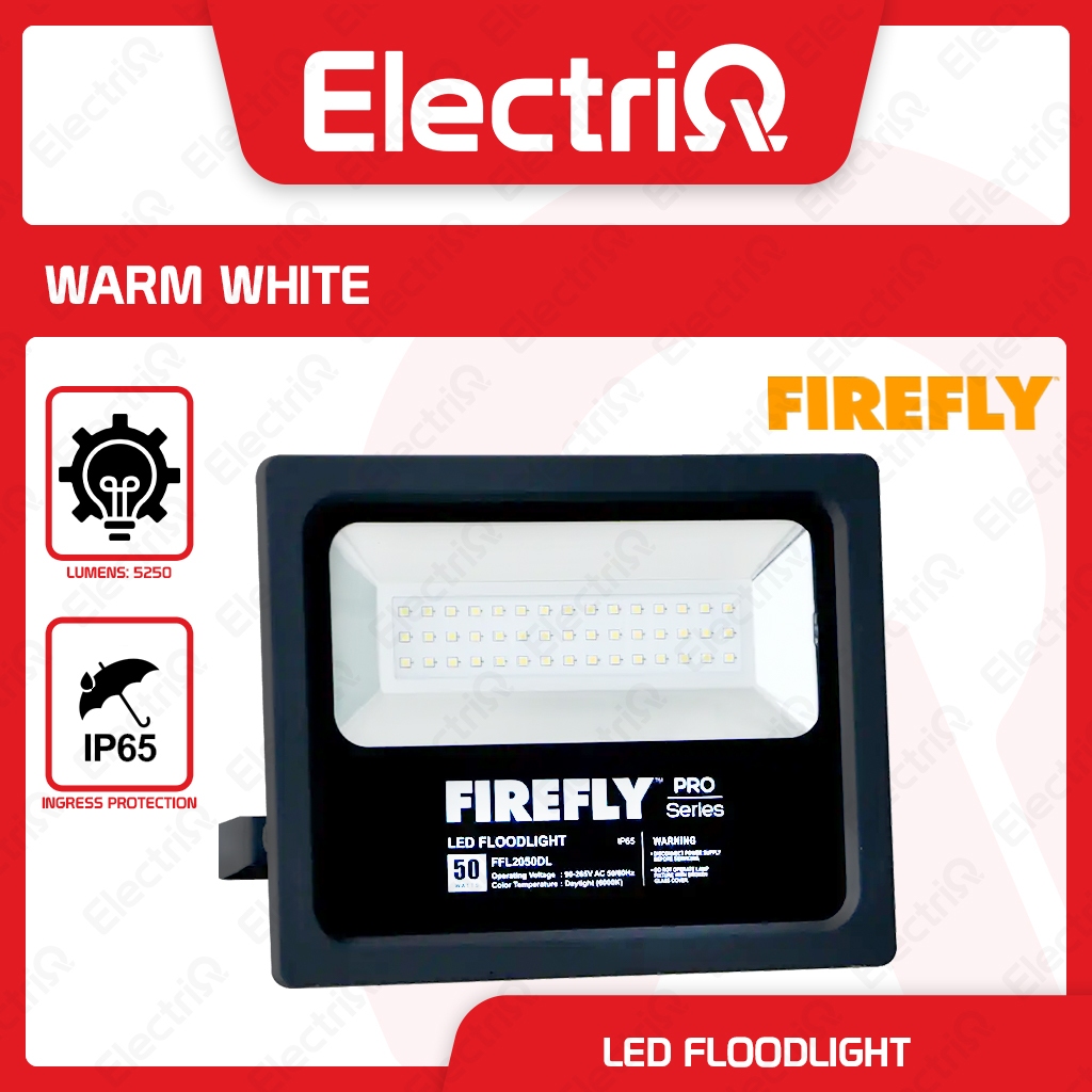 Electriq l Firefly Pro Series 50W LED Floodlight Warm White FFL2050WW ...